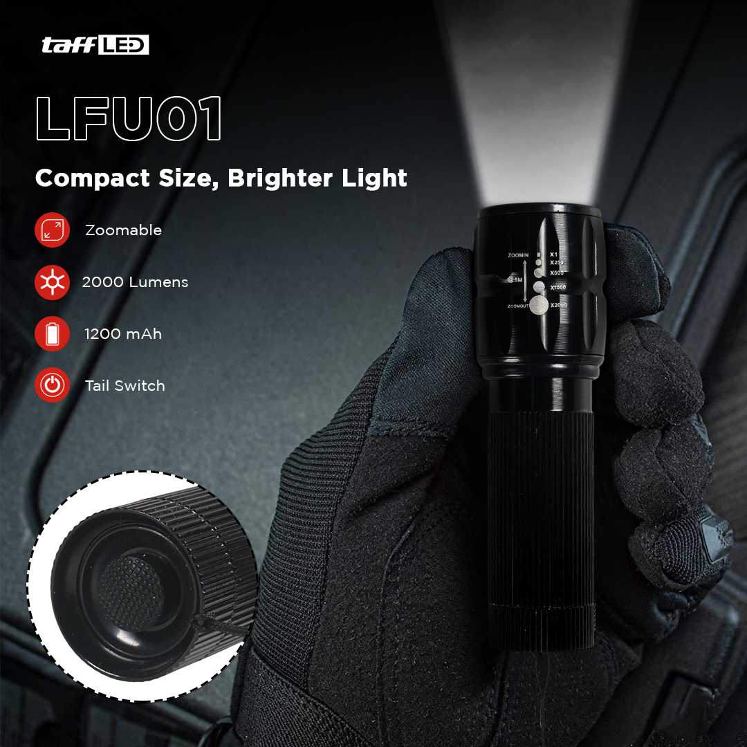 Jual TaffLED Senter LED Flashlight Cree Q5 2000 Lumens Aluminium