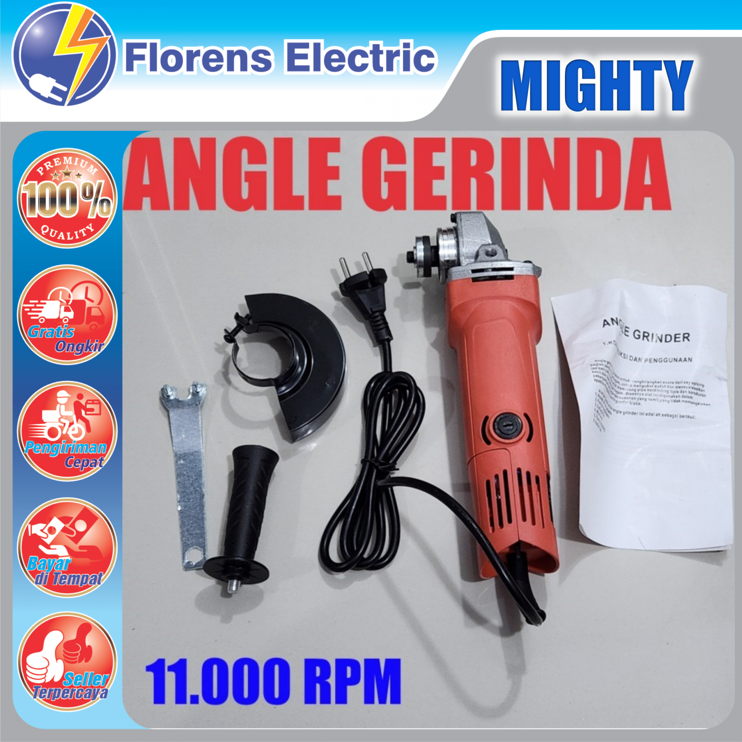 Jual Mesin Gerinda Tangan Electric MIGHTY Angle Grinder 4"