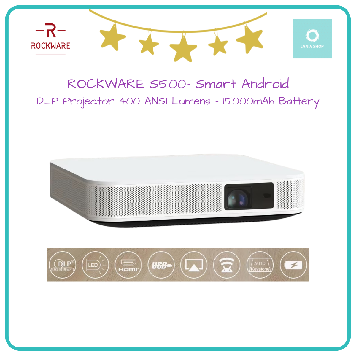 Jual ROCKWARE S500 - Smart Android DLP Projector 400 ANSI Lumens
