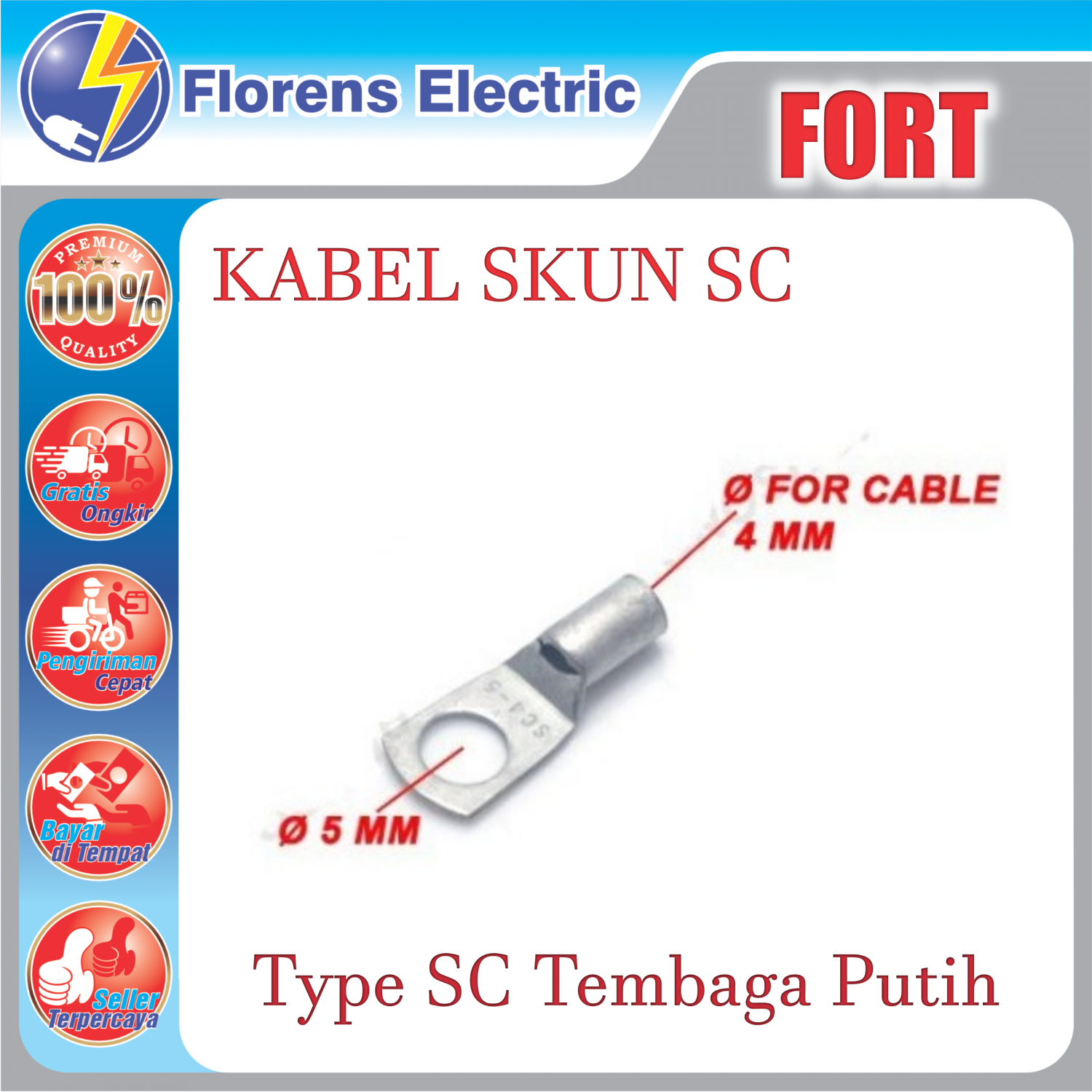 Jual FORT Skun SC - Skun Kabel Type SC Tembaga Putih Cable