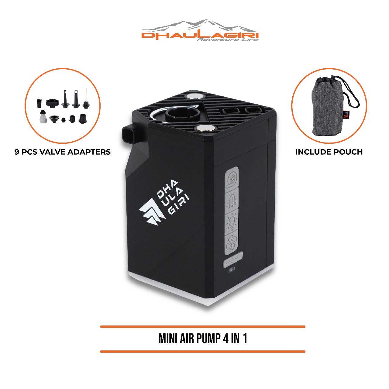 Jual Dhaulagiri Mini Air Pump 4 in 1/ Pompa Angin Multifungsi