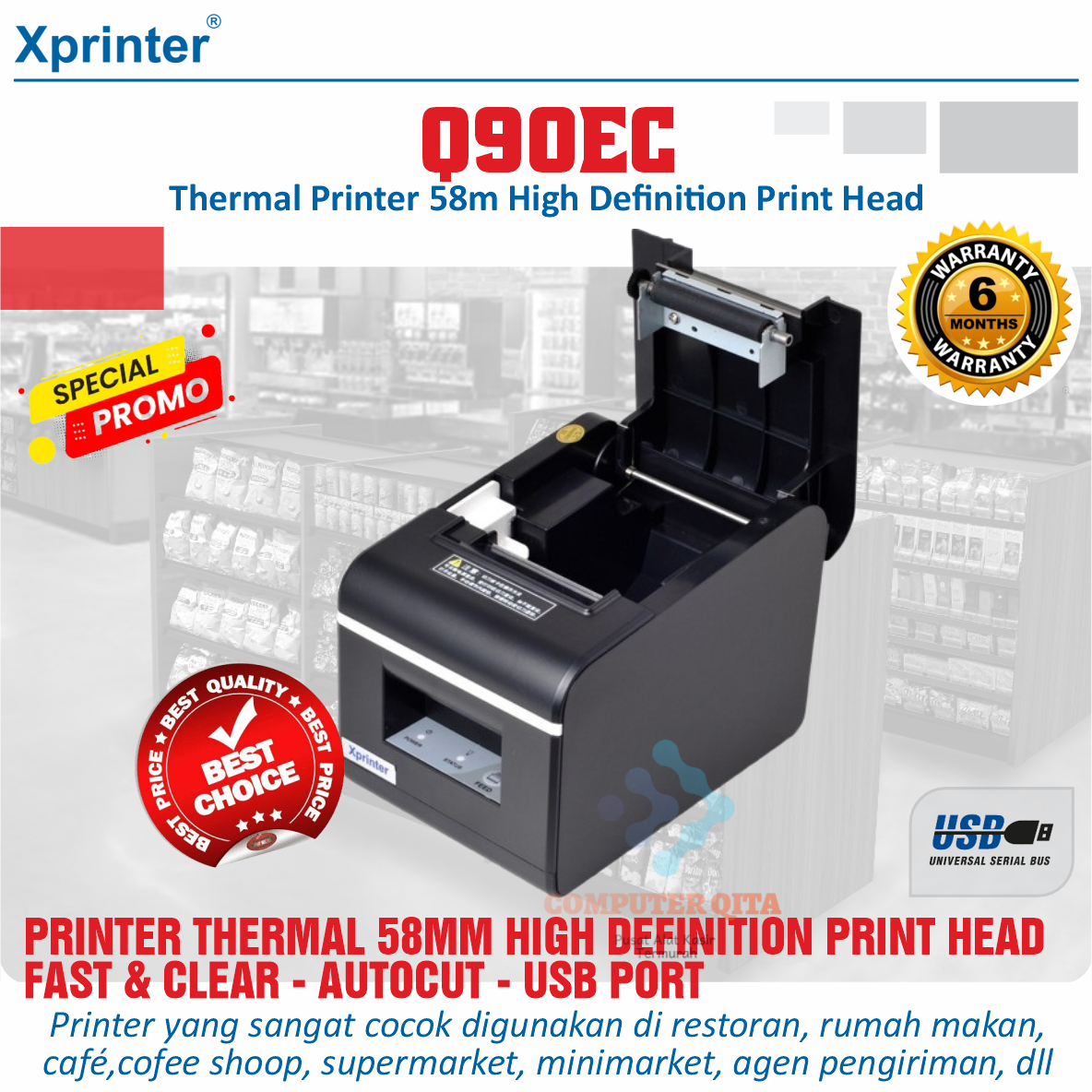 Jual Q90EC C90E C90EV2 XPRINTER THERMAL PRINTER 58MM USB | Jakmall.com
