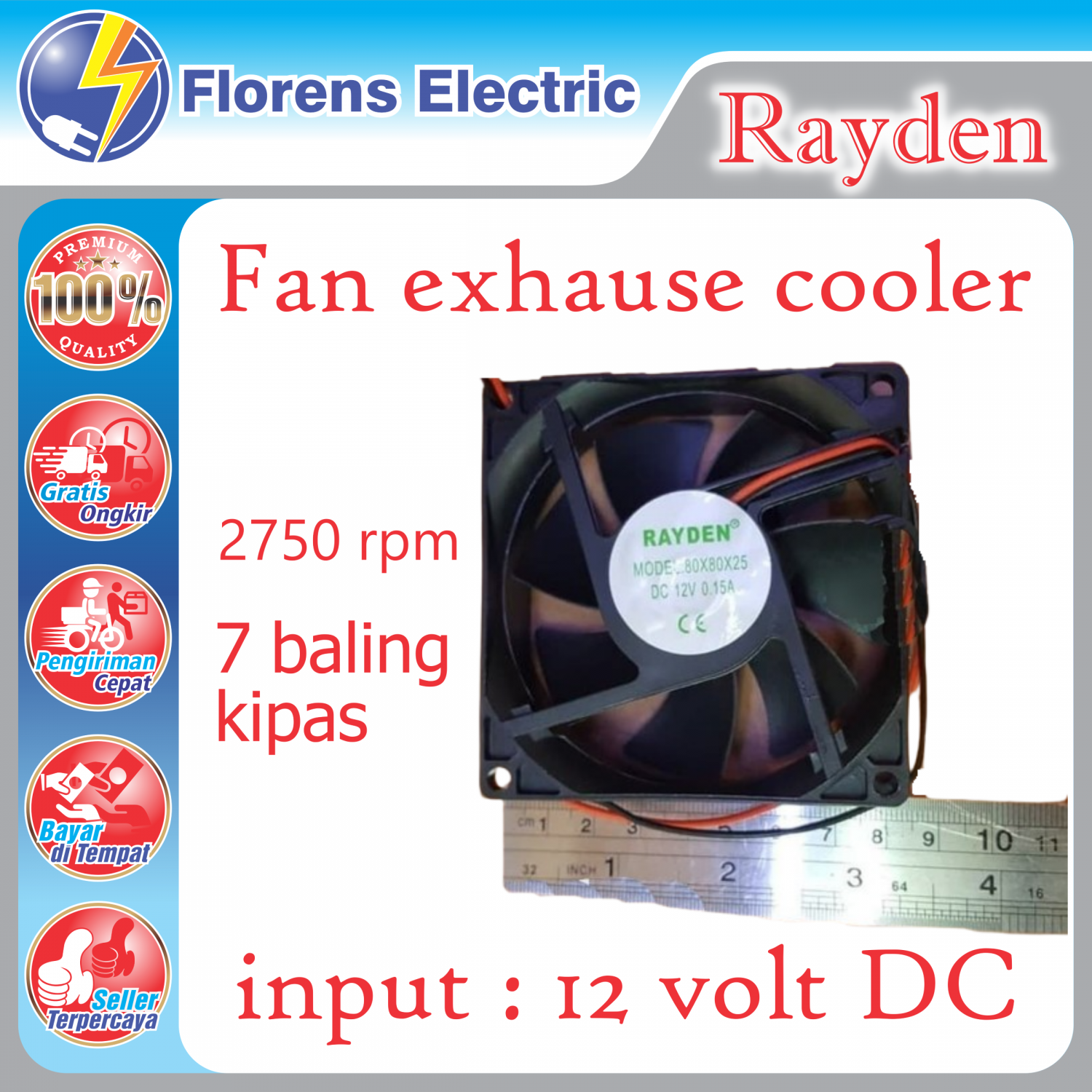 Jual kipas rayden 8cm 12v DC fan exhause cooler cooling | Jakmall.com