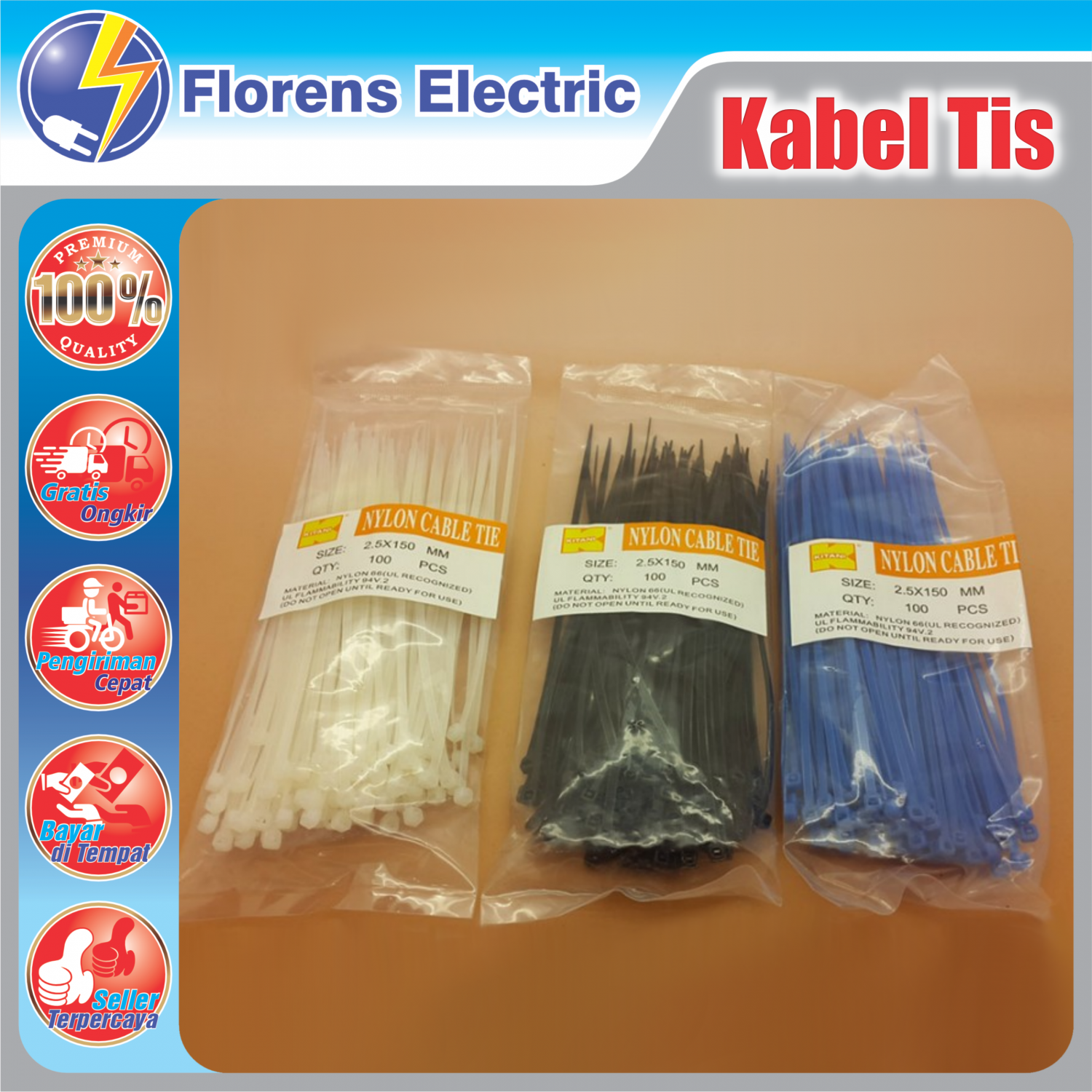 Jual Kabel Tis / Cable Tie / Kabel Ties 15 cm Merk KITANI