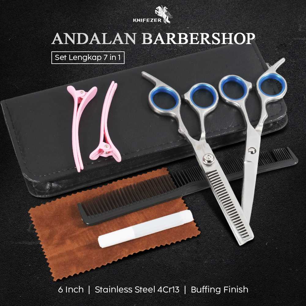 Jual KNIFEZER Set Gunting Rambut Salon 7in1 Buffing Stainlees