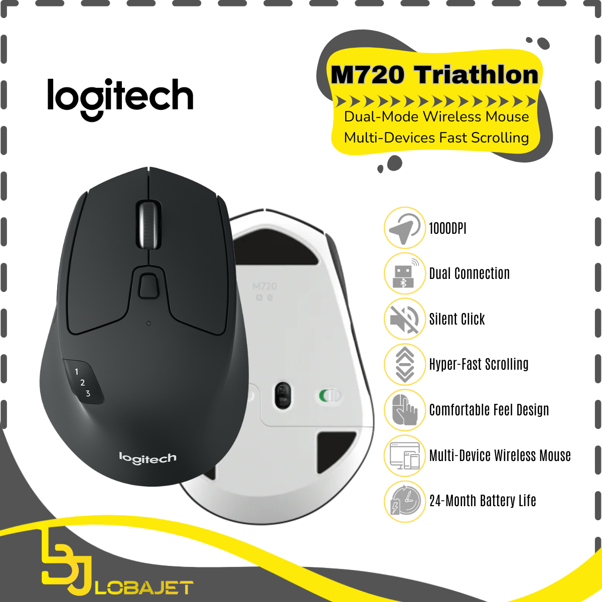 Jual LOGITECH M720 Triathlon - Dual-Mode Wireless Mouse | Jakmall.com
