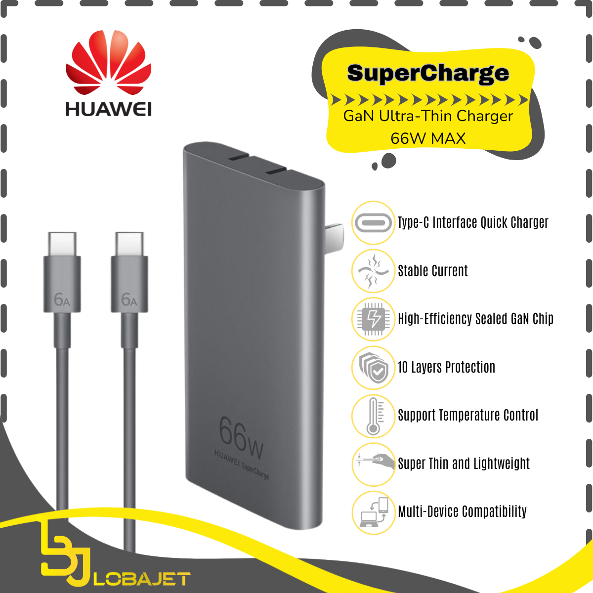 Jual HUAWEI SuperCharge GaN Ultra-Thin Charger 66W MAX | Jakmall.com