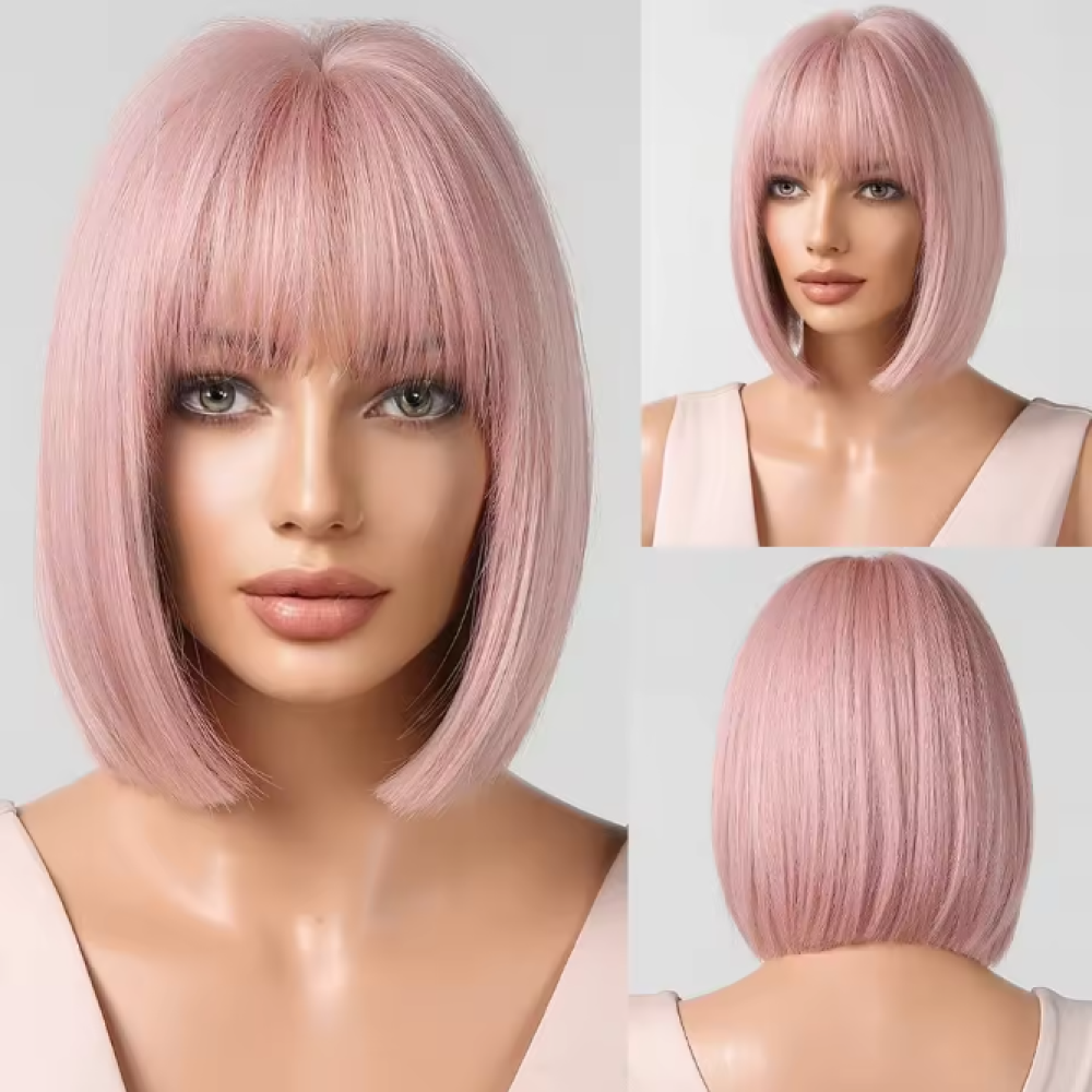 Jual BoBo Wig Rambut Palsu Lurus Pink Straight Bob Hair with