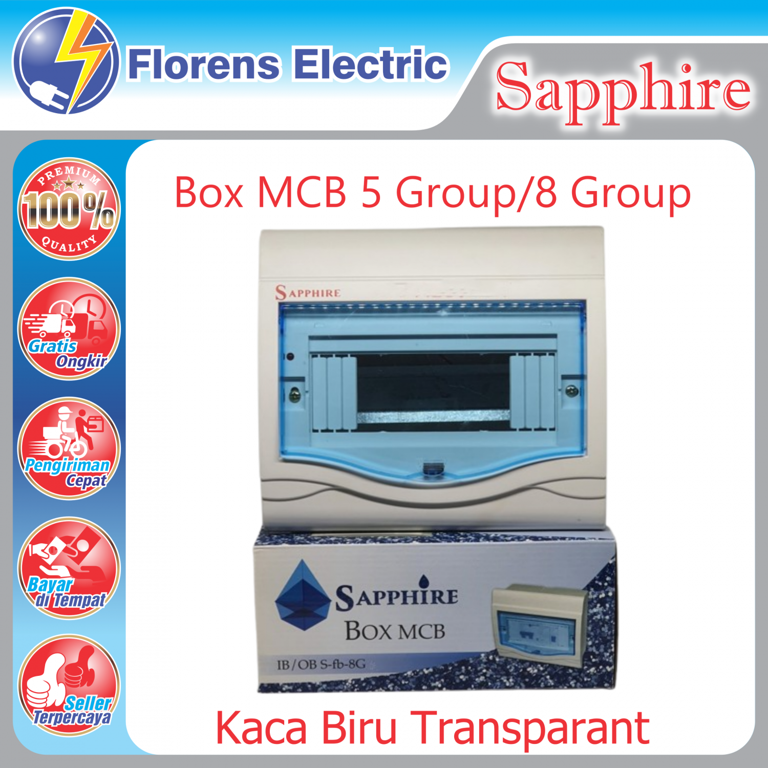 Jual BOX MCB 8 Group S-FB-8G sapphire / kotak MCB 8 grup /box