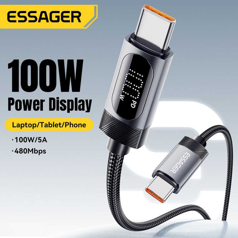 Jual ESSAGER Kabel Data USB Type C Fast Charging LED Display