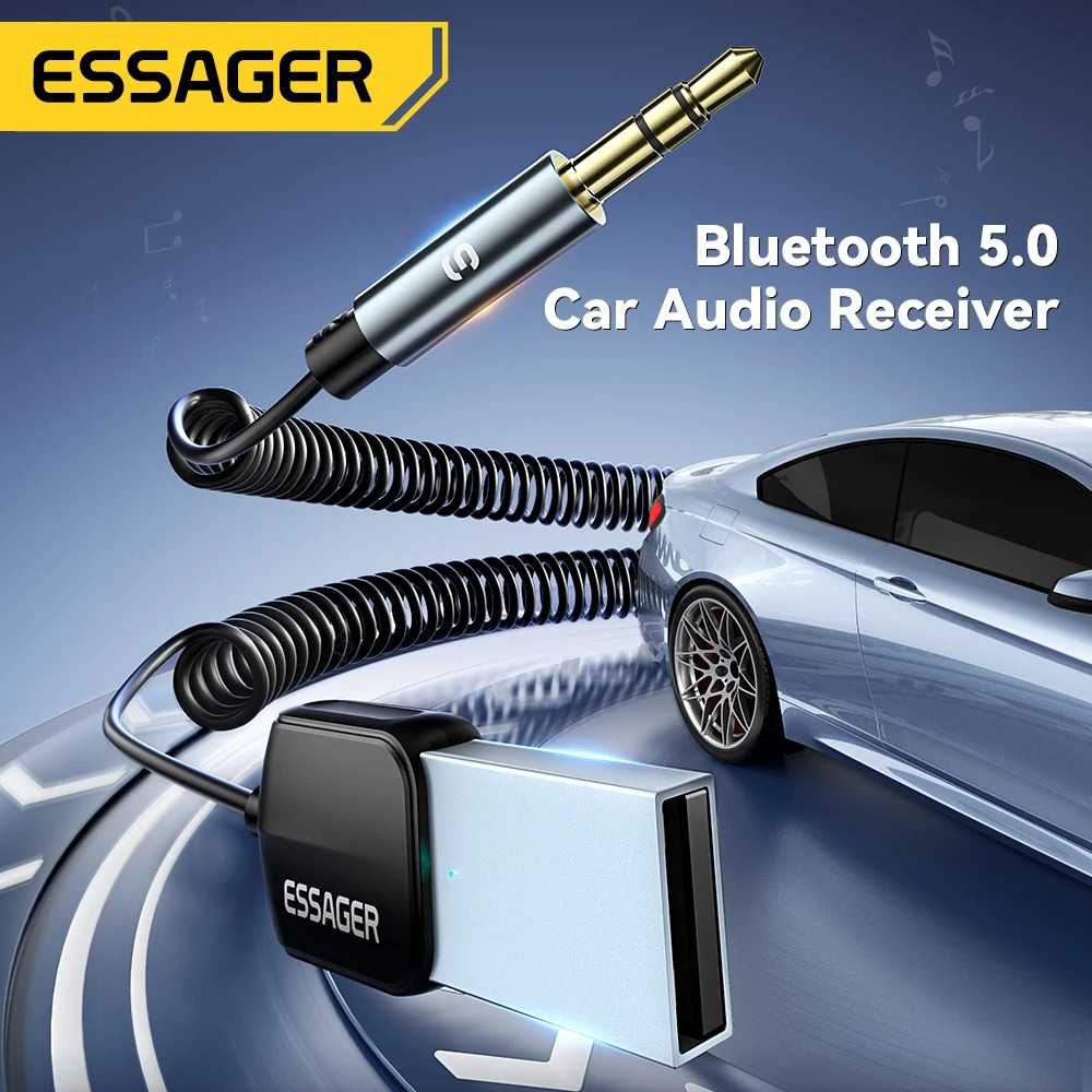 Jual ESSAGER Audio Bluetooth Receiver Adapter 5.0 USB AUX Spring