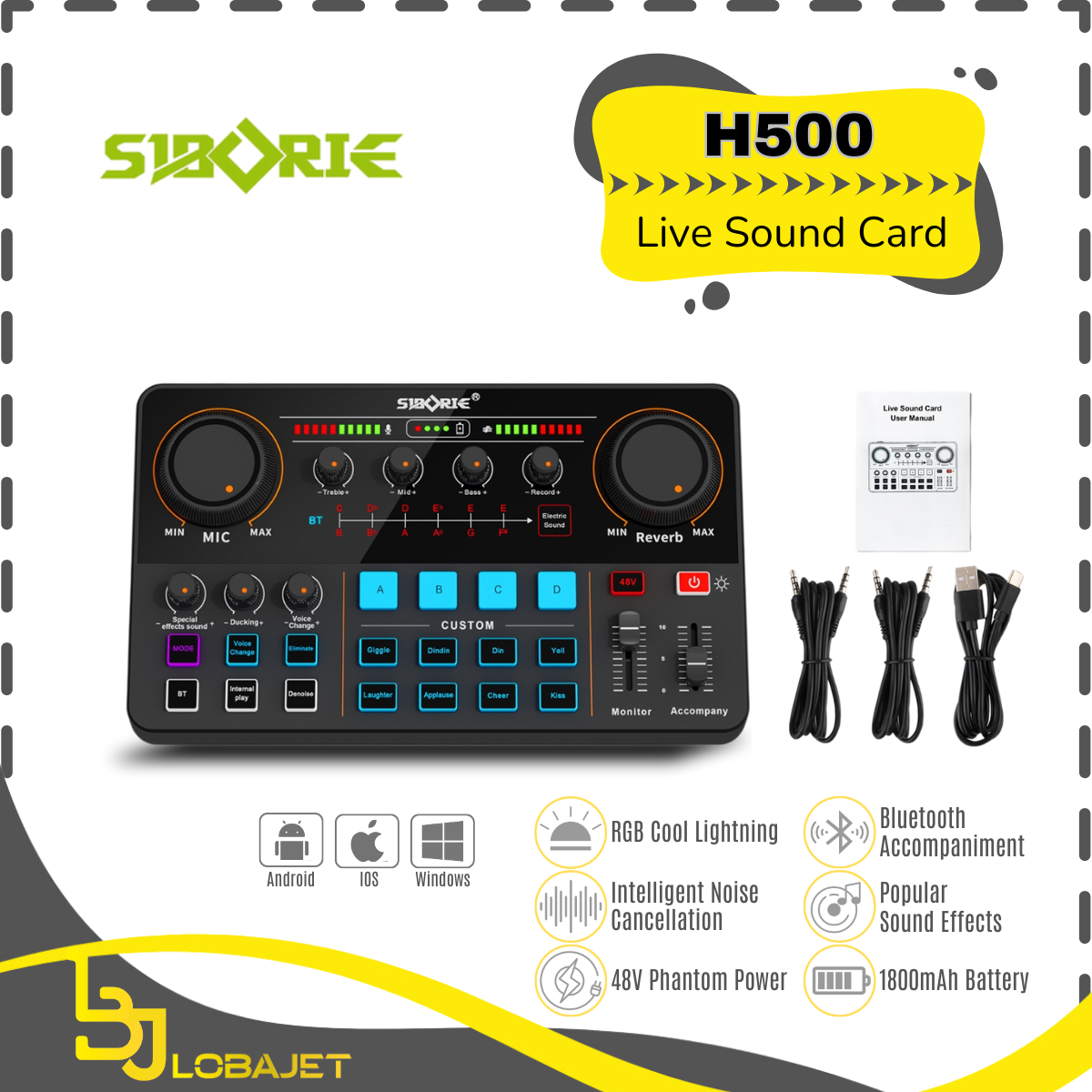 Jual SIBORIE H500 Live Sound Card - External USB 48V | Jakmall.com