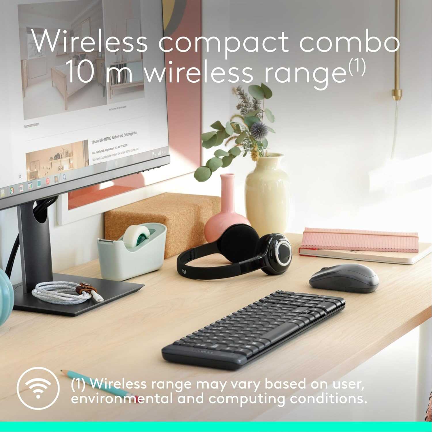 Jual Logitech Set Keyboard Mouse Wireless 2.4GHz Compact Size