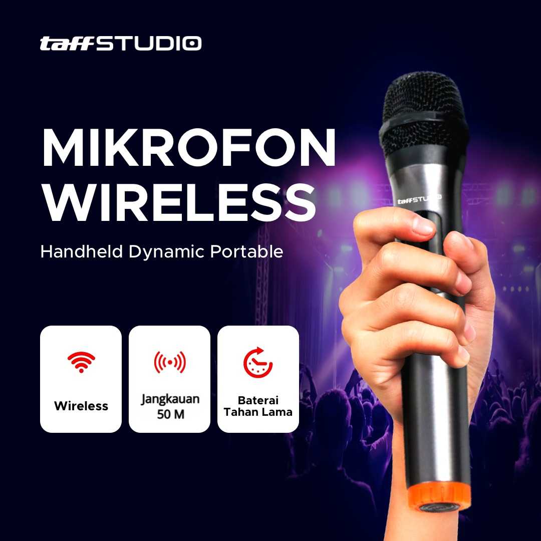 Jual TaffSTUDIO Mikrofon Karaoke Wireless Handheld Dynamic