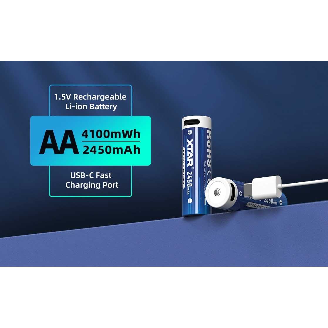 Jual XTAR Baterai AA Lithium 2450mAh USB Type C Low Voltage