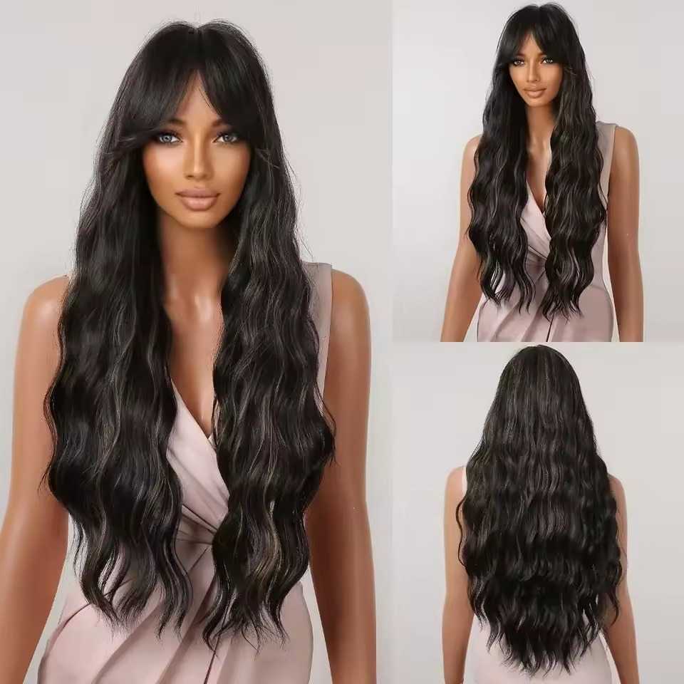 Jual Wig Rambut Palsu Model Ombak Besar Natural Panjang 66cm WMO