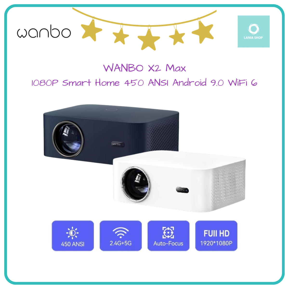 Jual WANBO X2 MAX - Smart Android Projector 450 ANSI Lumens