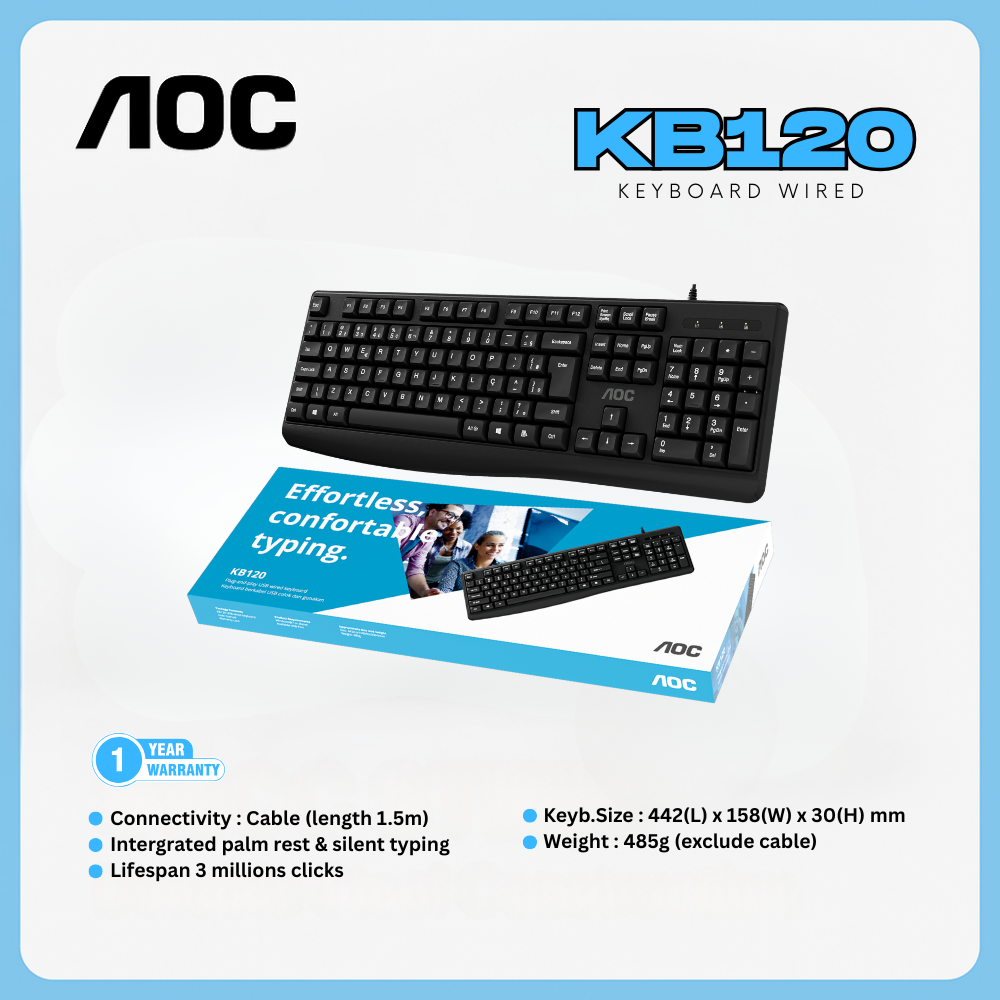 Jual Keyboard AOC KB120 Wired Garansi 1 Tahun | Jakmall.com