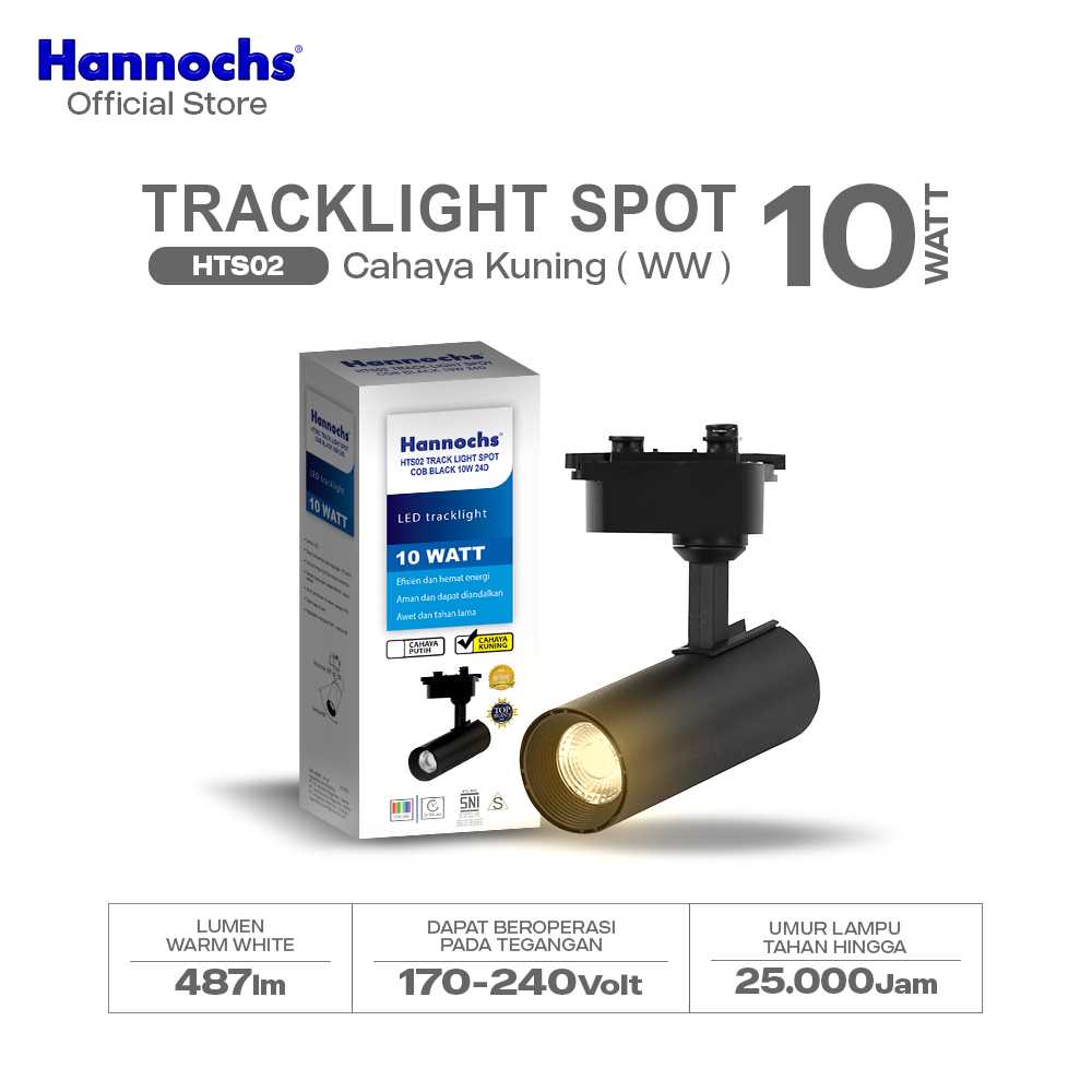 Jual Hannochs Lampu LED Sorot Projector Track Light HTS02 Hitam