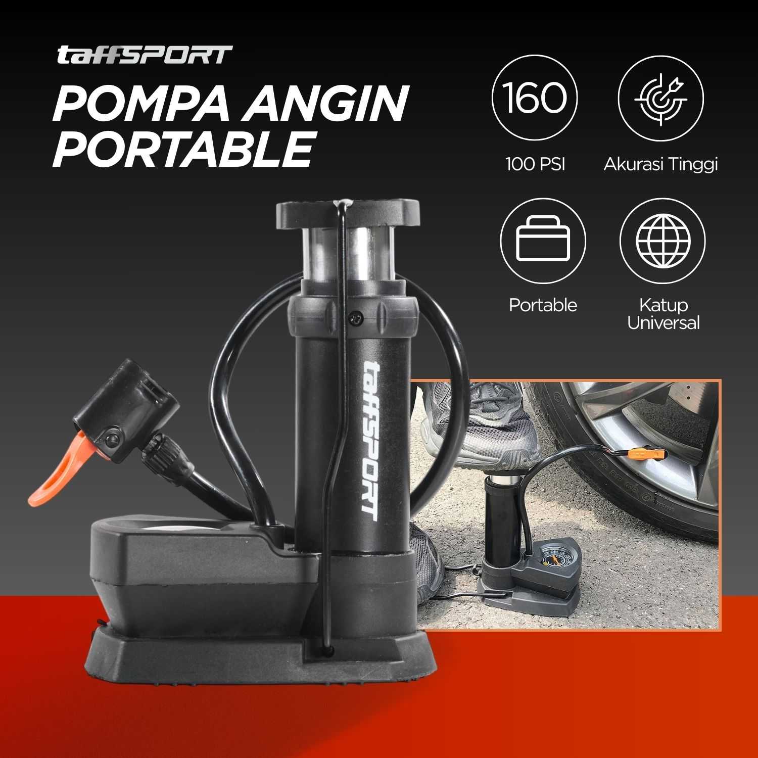 Jual TaffSPORT Pompa Angin Sepeda Portable Pump 160 PSI with