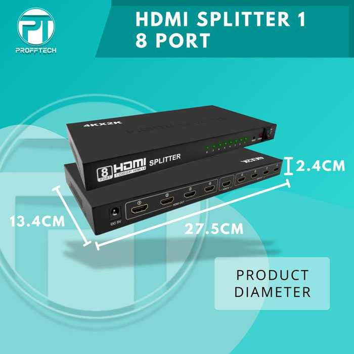 Jual Profftech HDMI Splitter 8 Port 1 In 8 Out Full HD 3D 4K UHD
