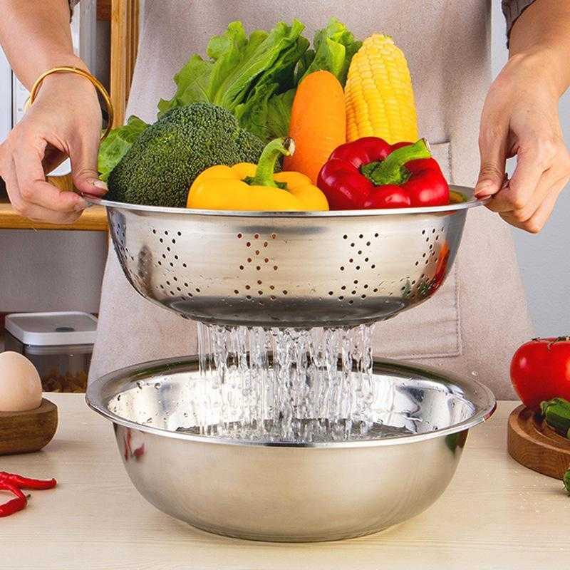 Jual Baskom Stainless 3 in 1 Baskom Parut Tirisan Sayur | Jakmall.com