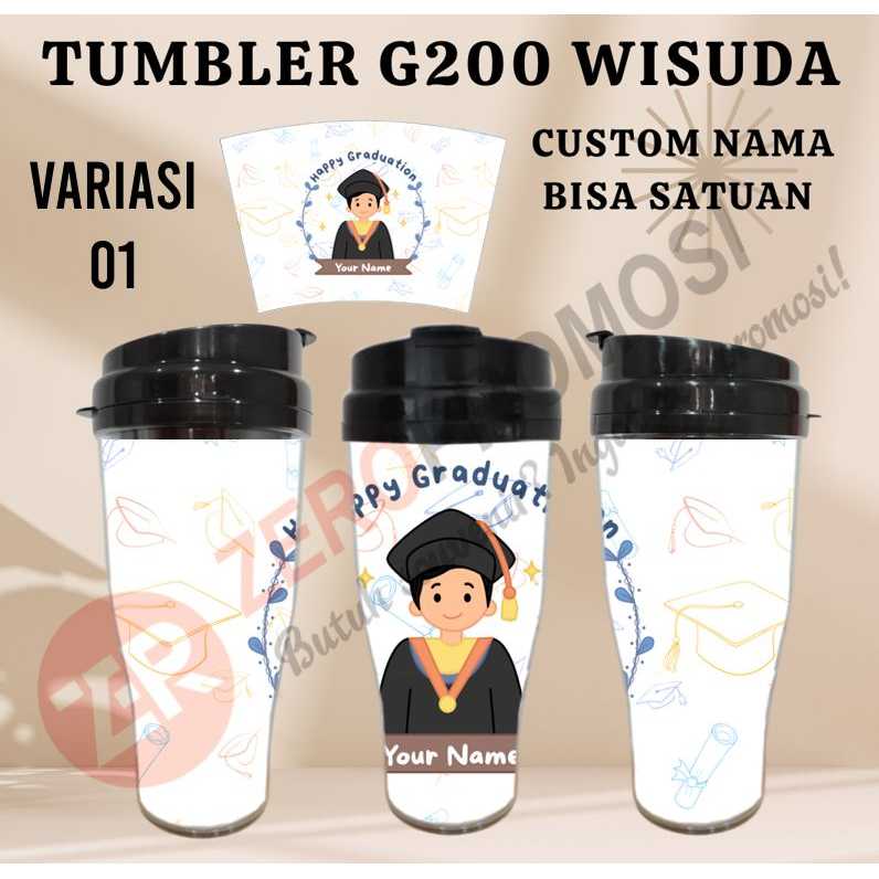 Jual Tumbler Wisuda G200 Insert Paper Custom Nama - Kado Wisuda