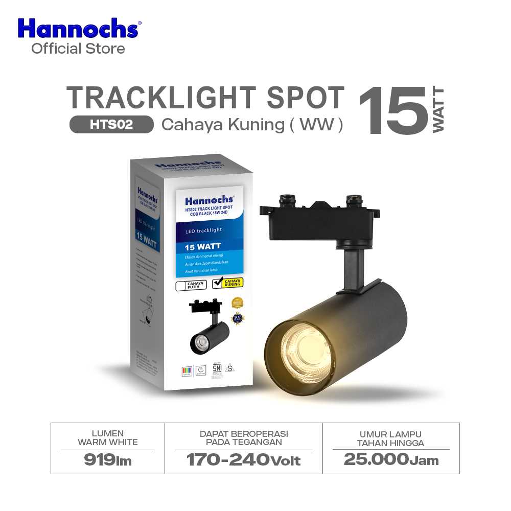 Jual Hannochs Lampu LED Sorot Projector Track Light HTS02 Hitam