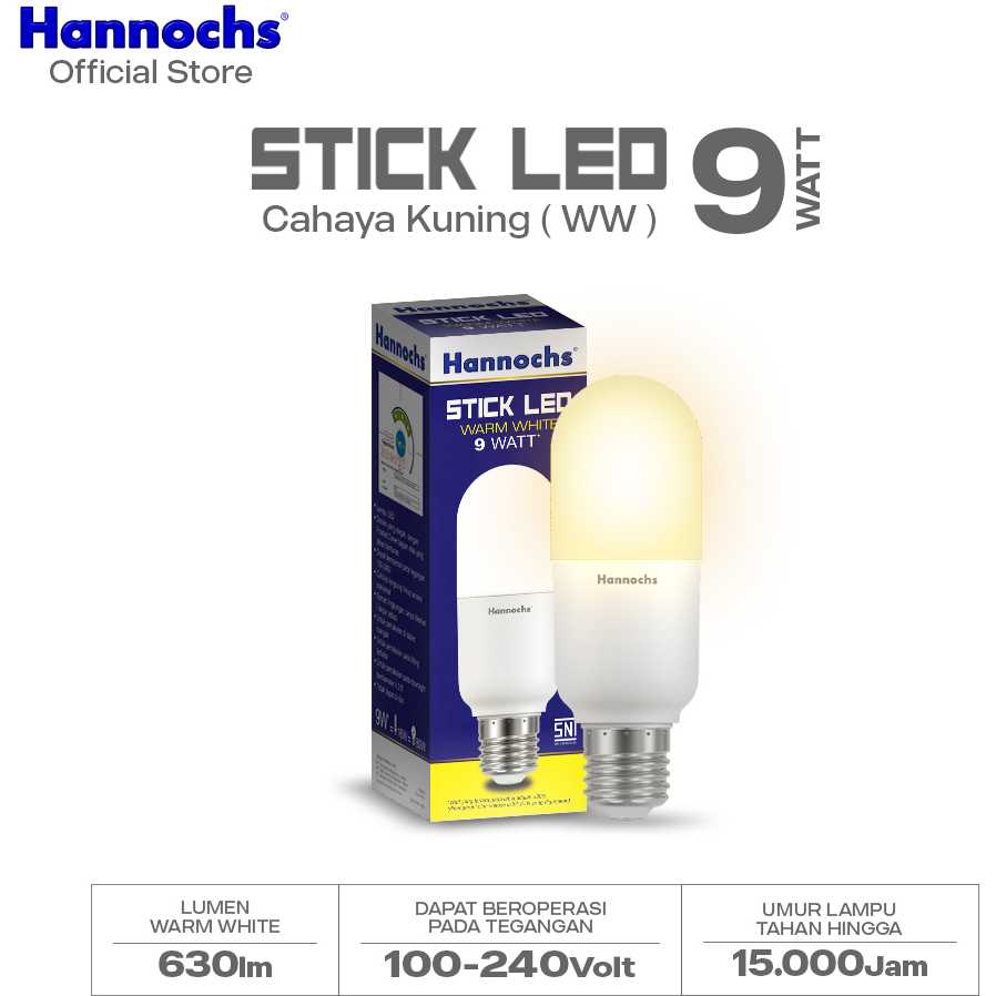 Jual Hannochs Lampu Bohlam LED Stick 9W Cahaya Kuning | Jakmall.com