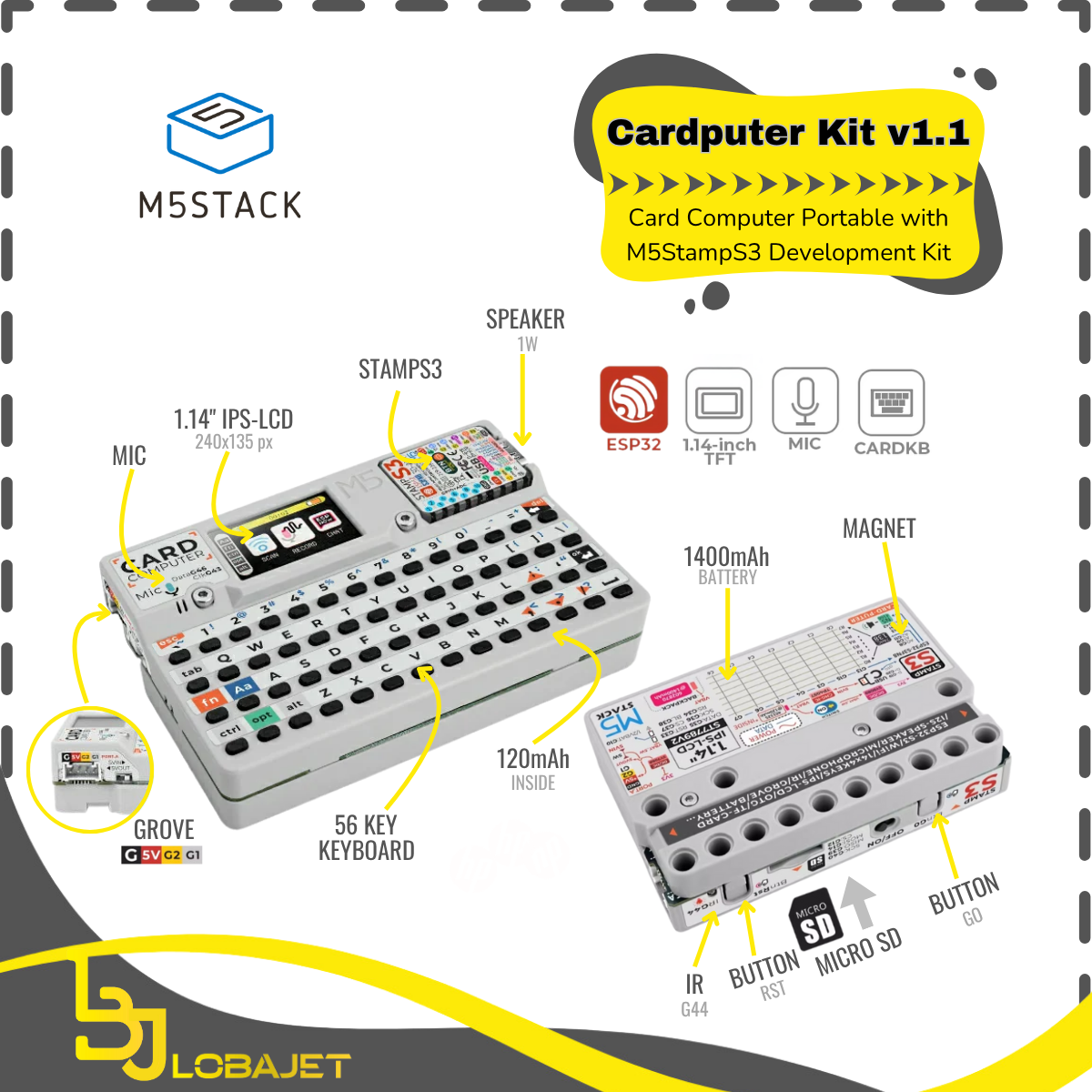 Jual M5STACK Cardputer Kit v1.1 - Card Computer Portable with