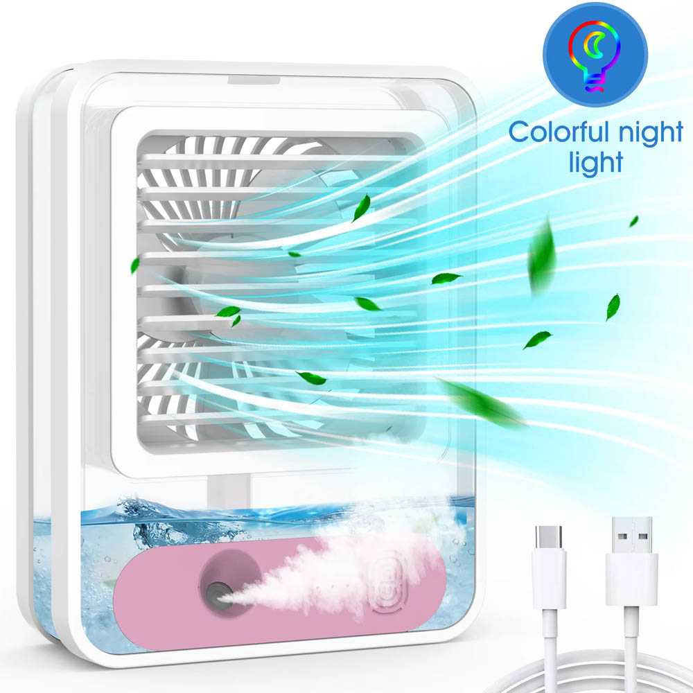 Jual kipas angin ac mini portable LED humidifier air cooler ACM1