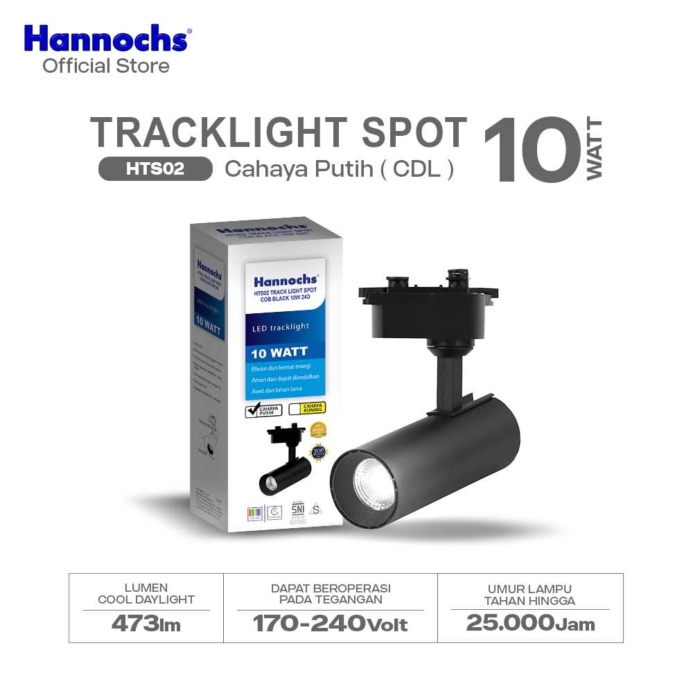 Jual Hannochs Lampu LED Sorot Projector Track Light HTS02 Hitam