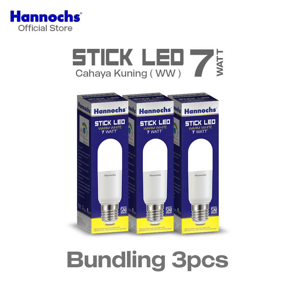 Jual Hannochs Lampu Bohlam LED Stick 7W Cahaya Kuning Paket isi