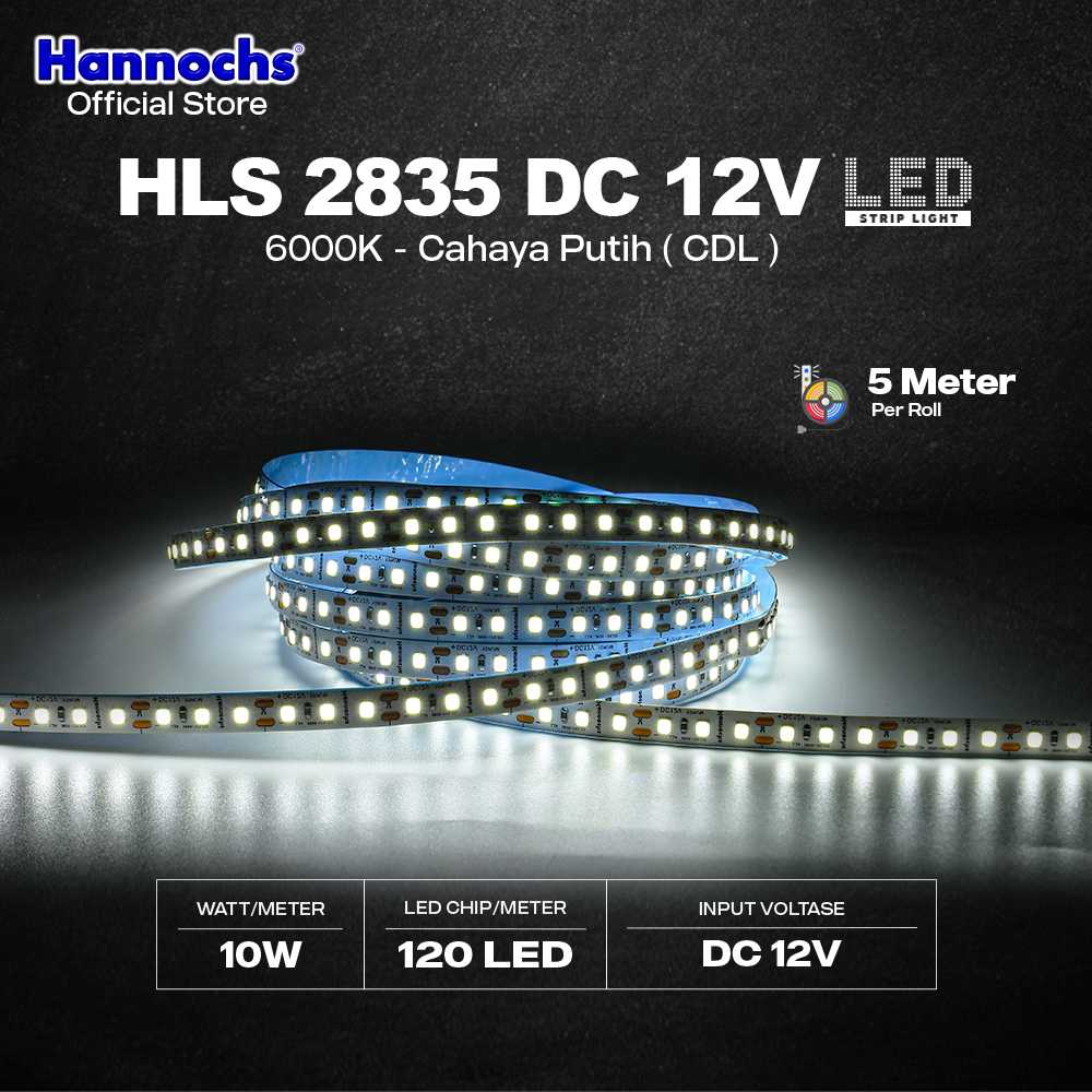 Jual Hannochs Lampu Strip LED HLS 2835 120L 10W 8MM DC 12V