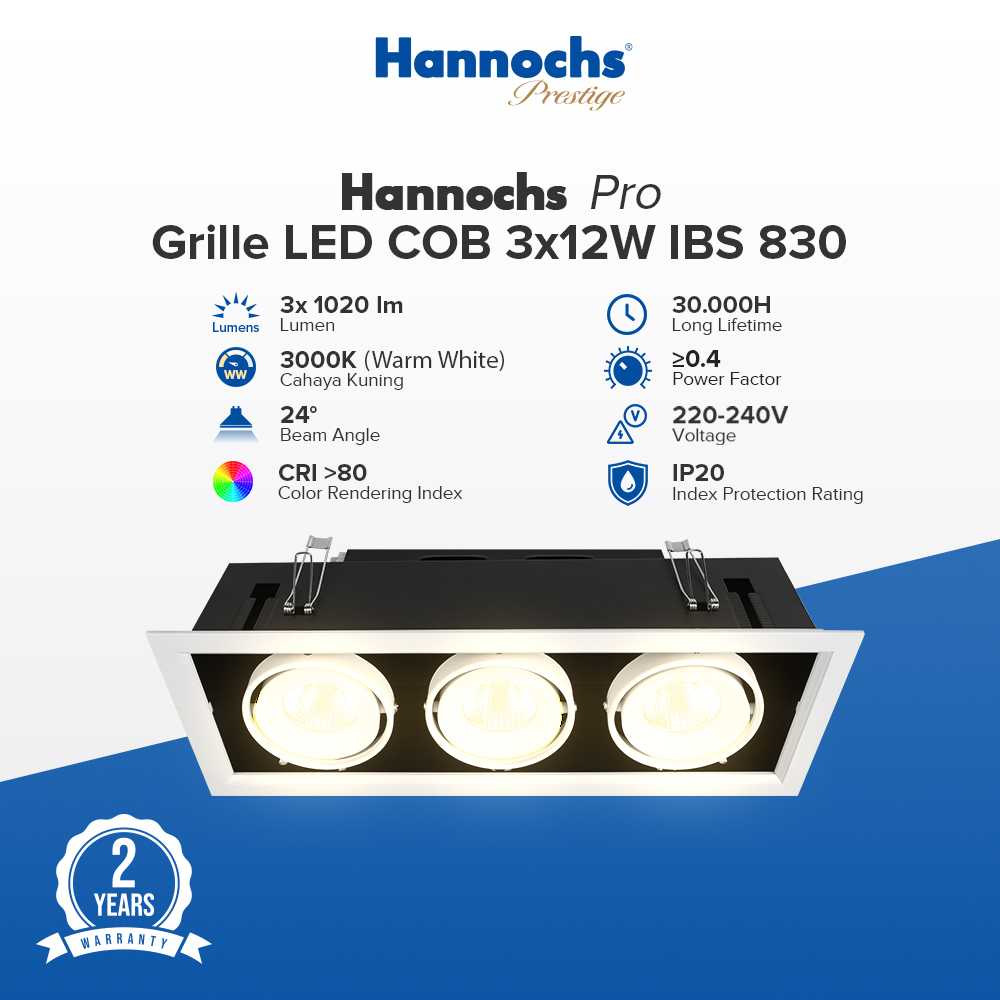Jual Hannochs Lampu LED Halospot Grille LED COB Pro 3x12W IBS 830