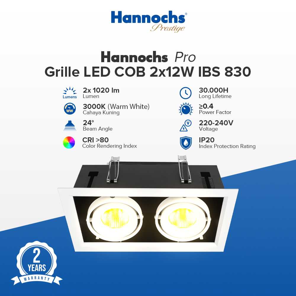 Jual Hannochs Lampu LED Halospot Grille LED COB Pro 2x12W IBS 830