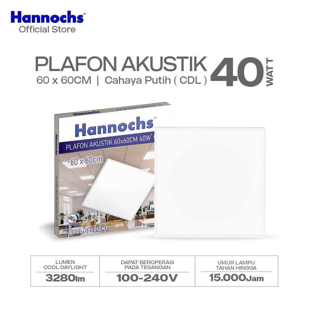 Jual Hannochs LED Decoratif Plafon Akustik 60x60CM 40W - Cahaya