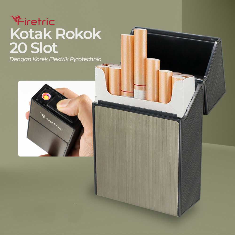 Jual Firetric FOCUS Kotak Rokok 20 Slot dengan Korek Elektrik