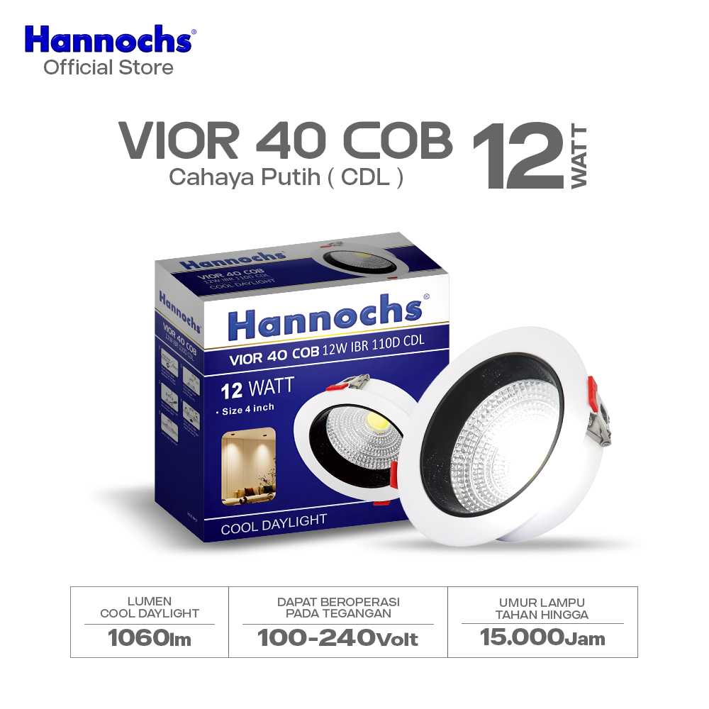 Jual Hannochs Downlight LED Vior 40 Spotlight COB 12W IBR 110D