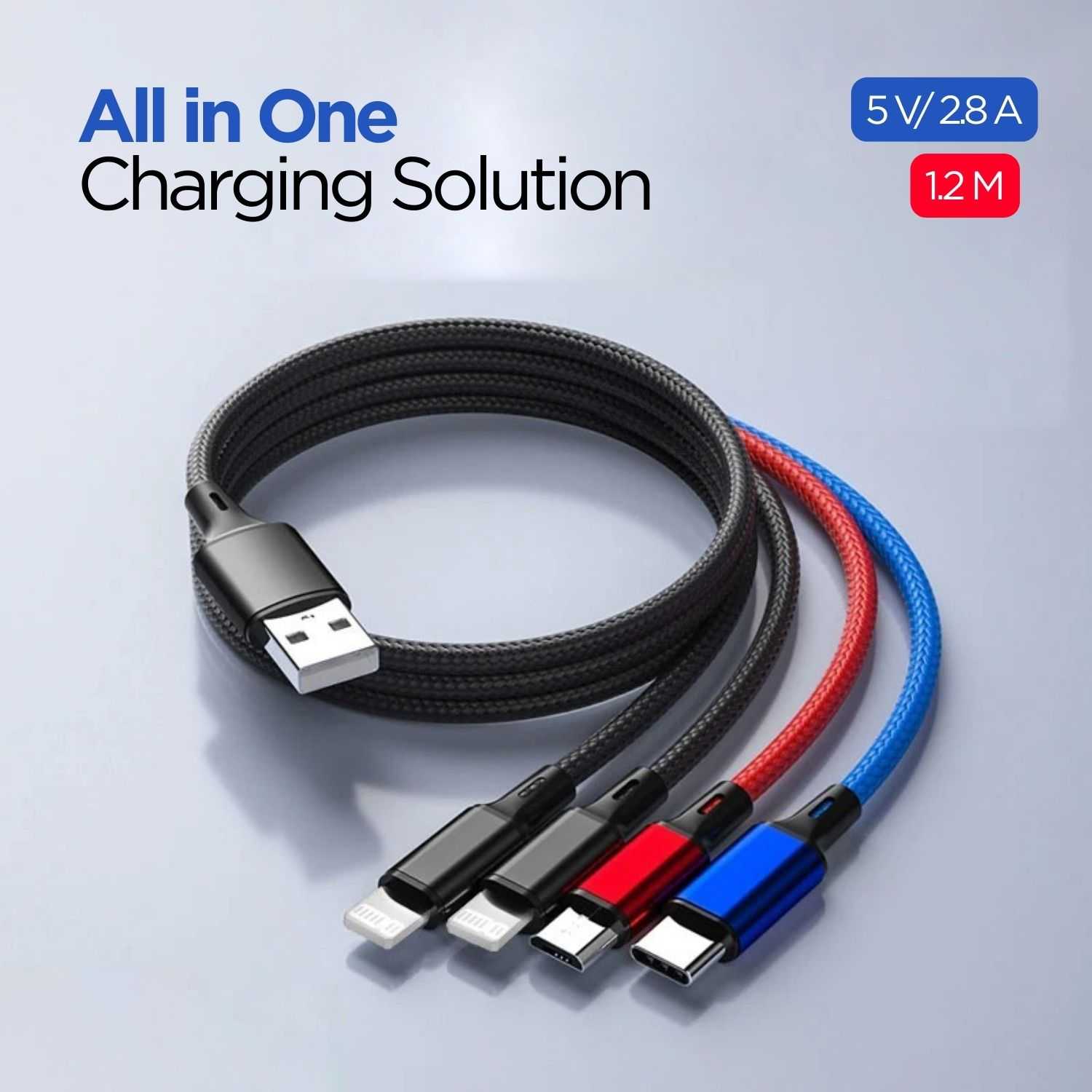 Jual IBNUNU Kabel Charger 4in1 Fast Charging Cable Nylon Braid