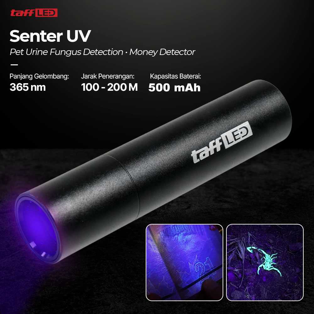 Jual TaffLED Senter UV Mini Rechargeable Money Detector 365nm