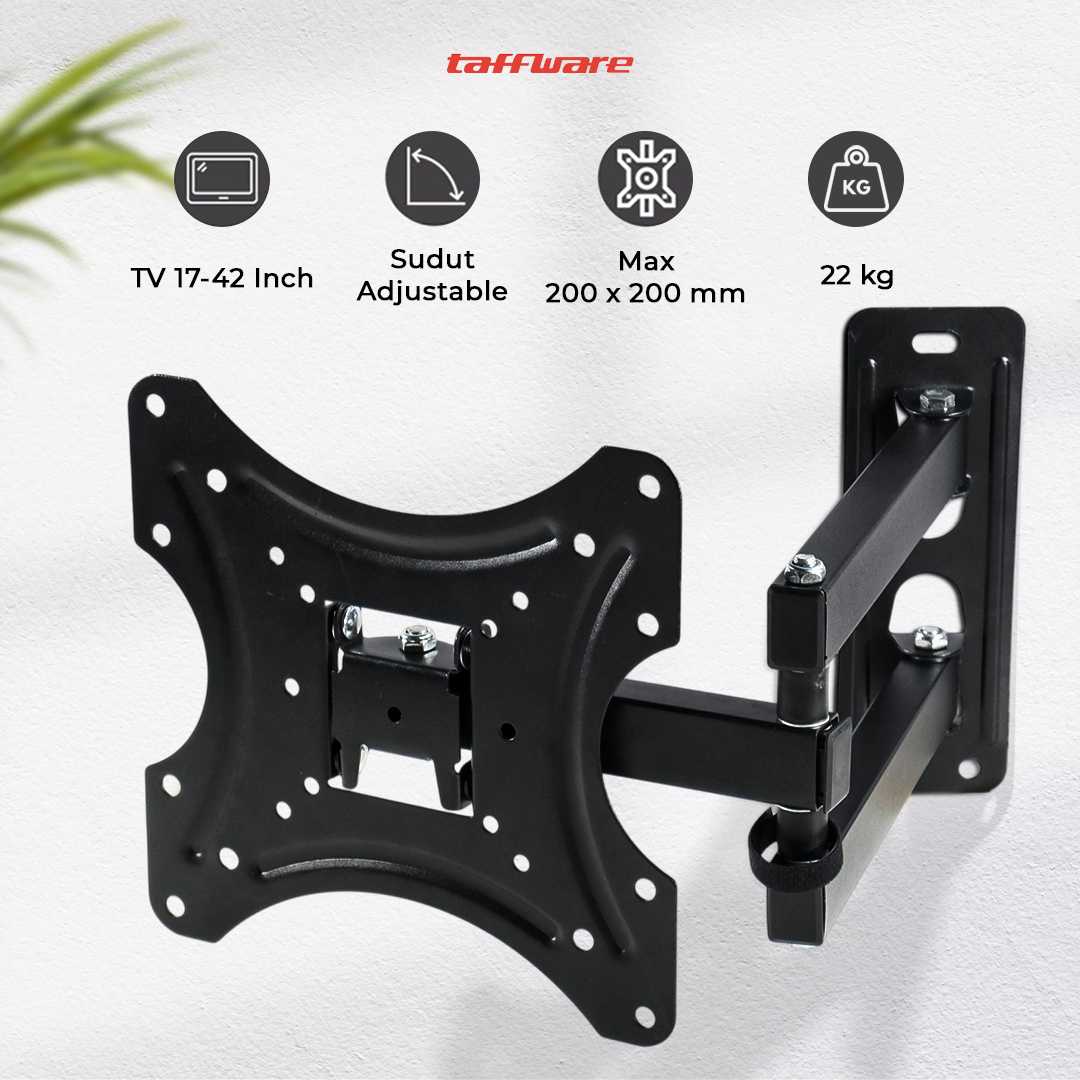 Jual Taffware Bracket TV Dinding 17-42 Inch VESA200x200 Putar 90