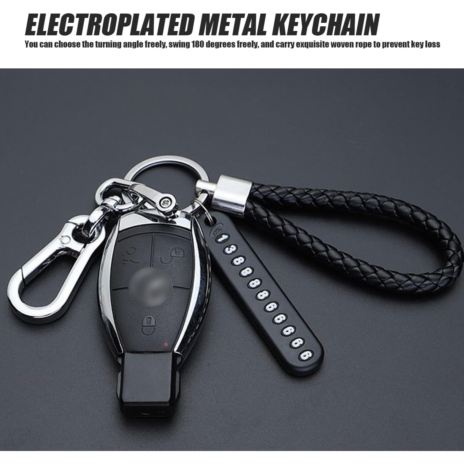 Jual FMA Anti-Lost Keychain with Phone Number Card and Horseshoe