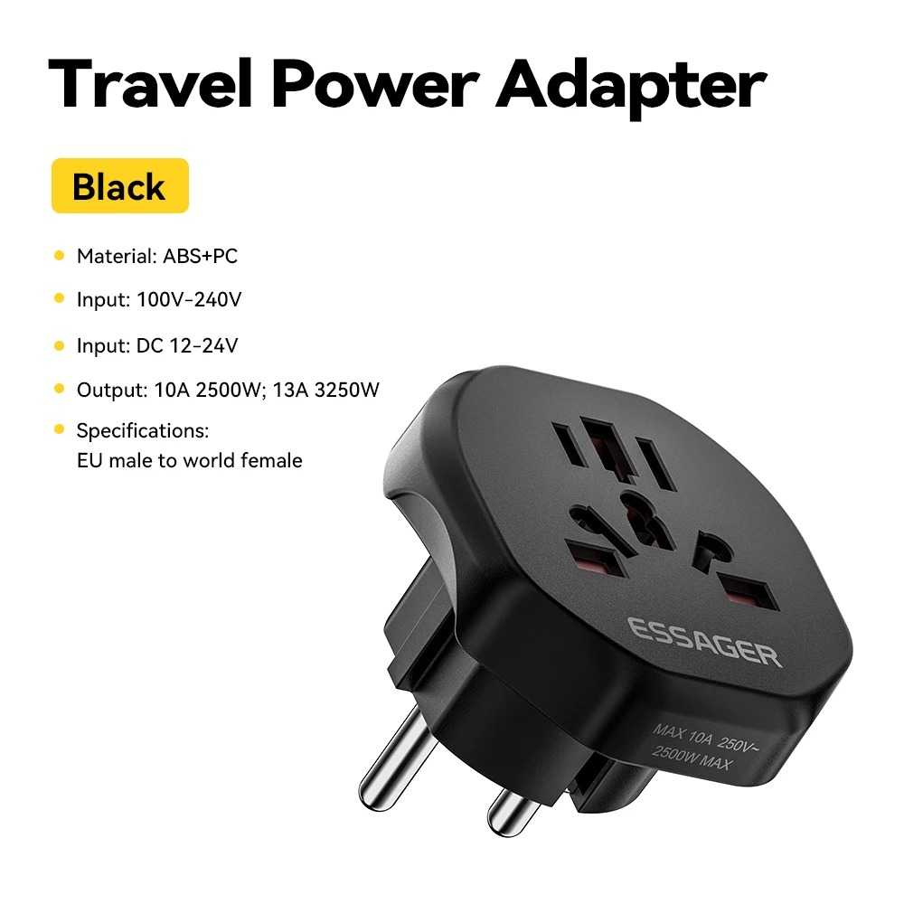 Jual ESSAGER Universal Travel Adaptor Multi Port UK EU USA AUS