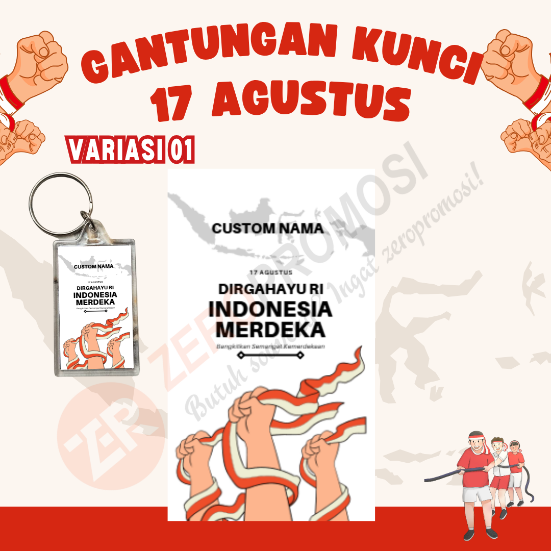 Jual Gantungan Kunci Akrilik 17 Agustus Custom Nama & Foto