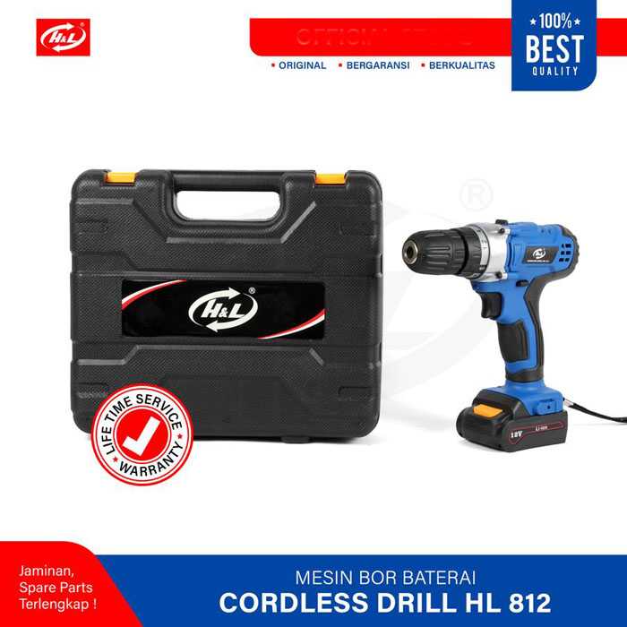 Jual HL 812 Mesin Bor Baterai Cordless Drill 2 Battery 12V