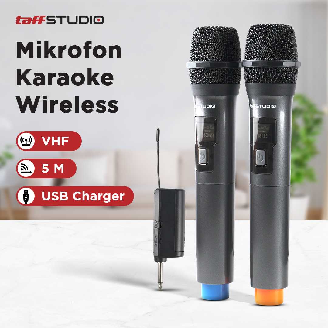 Jual TaffSTUDIO Microphone Karaoke Wireless Rechargeable 2 Ch