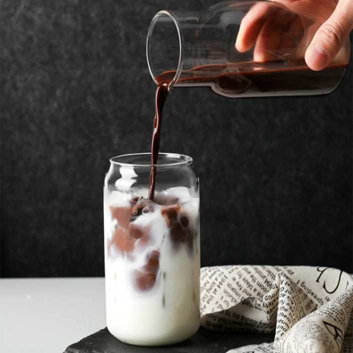 Jual One Two Cups Gelas Kaca Aesthetic Kopi Teh Can Shaped Glass