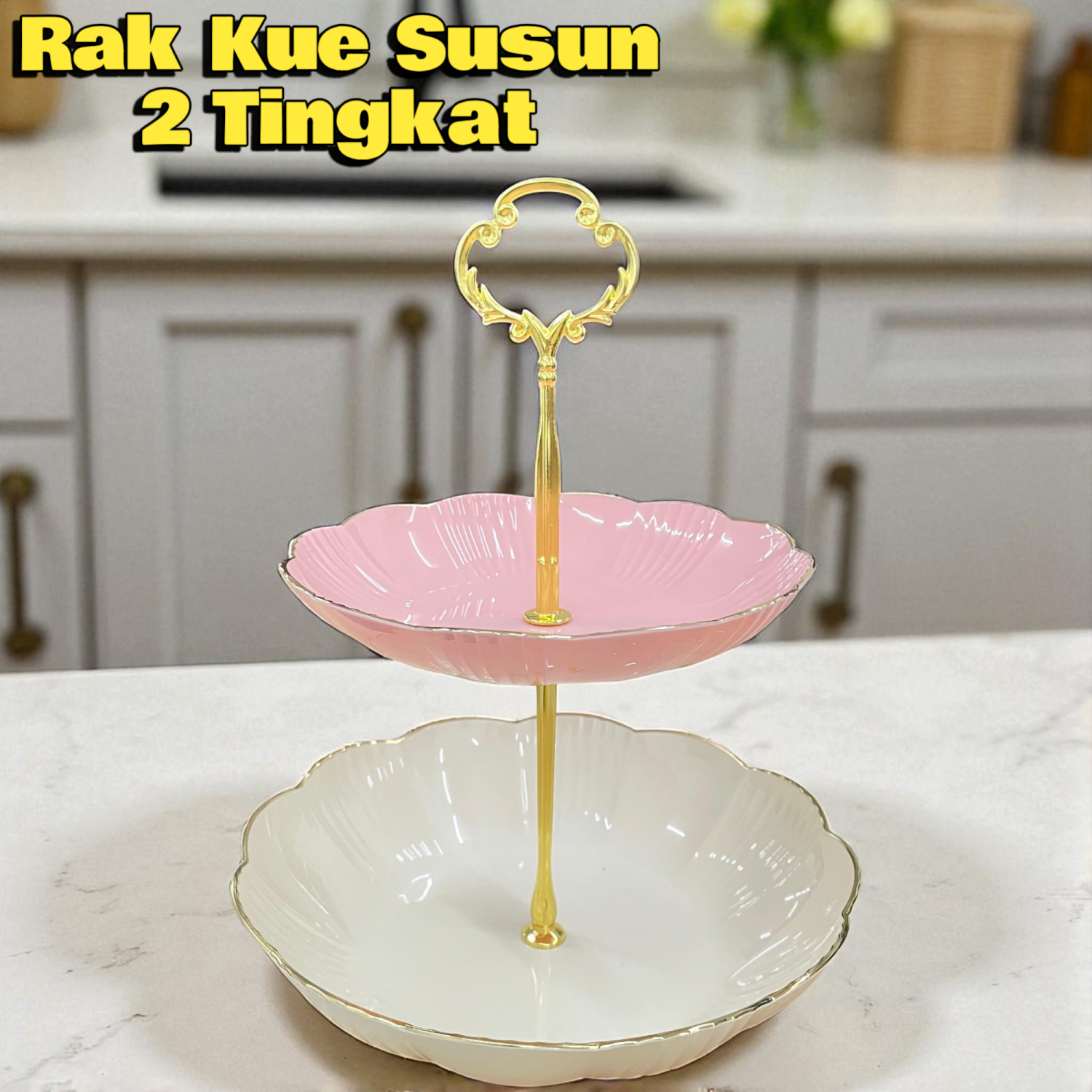 Jual AXOX Rak Kue Susun 2 Tingkat Plate Dessert Cake Fruit Tray