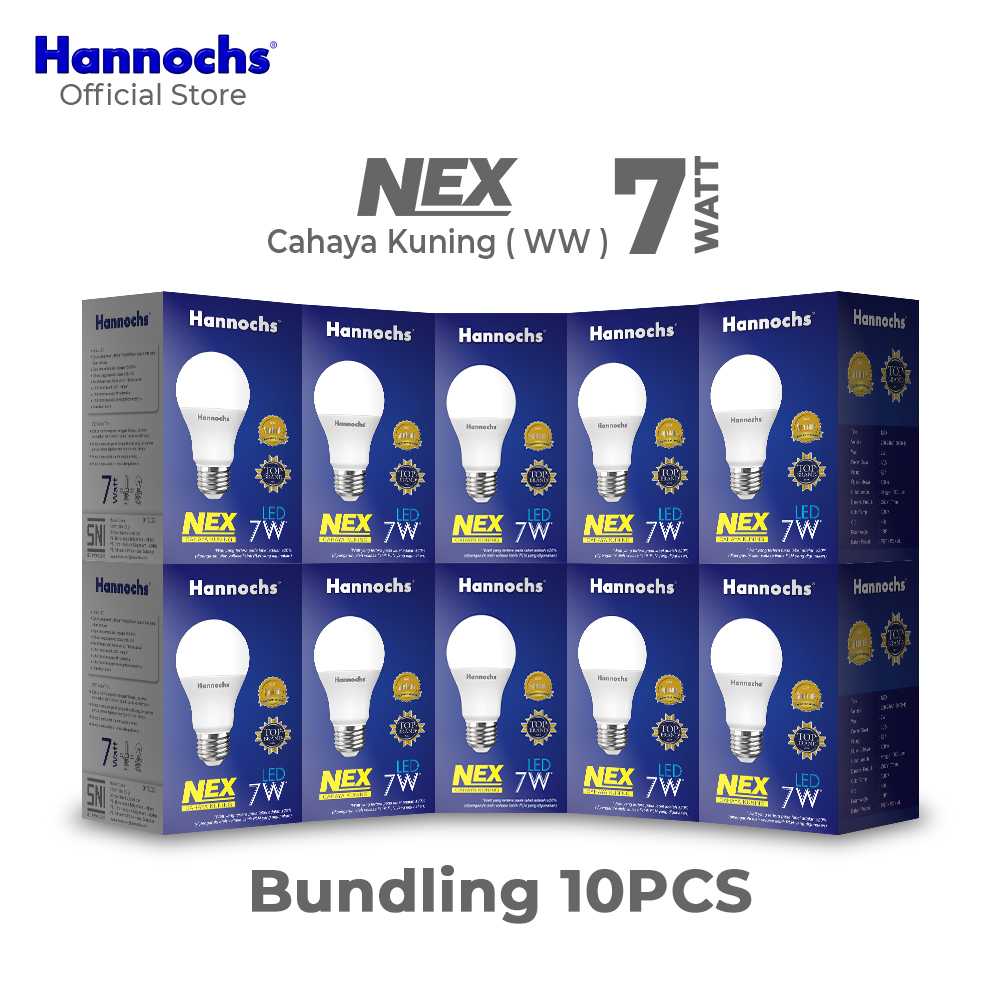 Jual Hannochs Lampu Bohlam LED NEX 7W Cahaya Kuning Paket isi